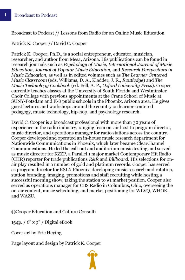 Broadcast to Podcast: Lessons from radio for an online music education ...